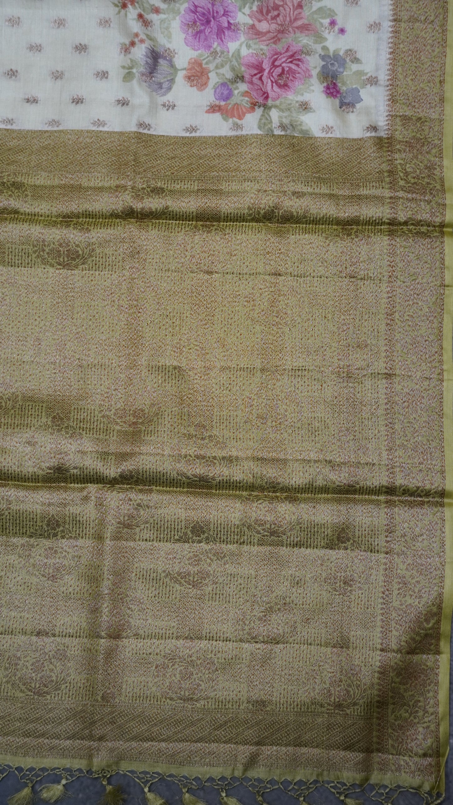 Pure Tussar Saree - Tree Butta-Light Green – Charvi Boutique