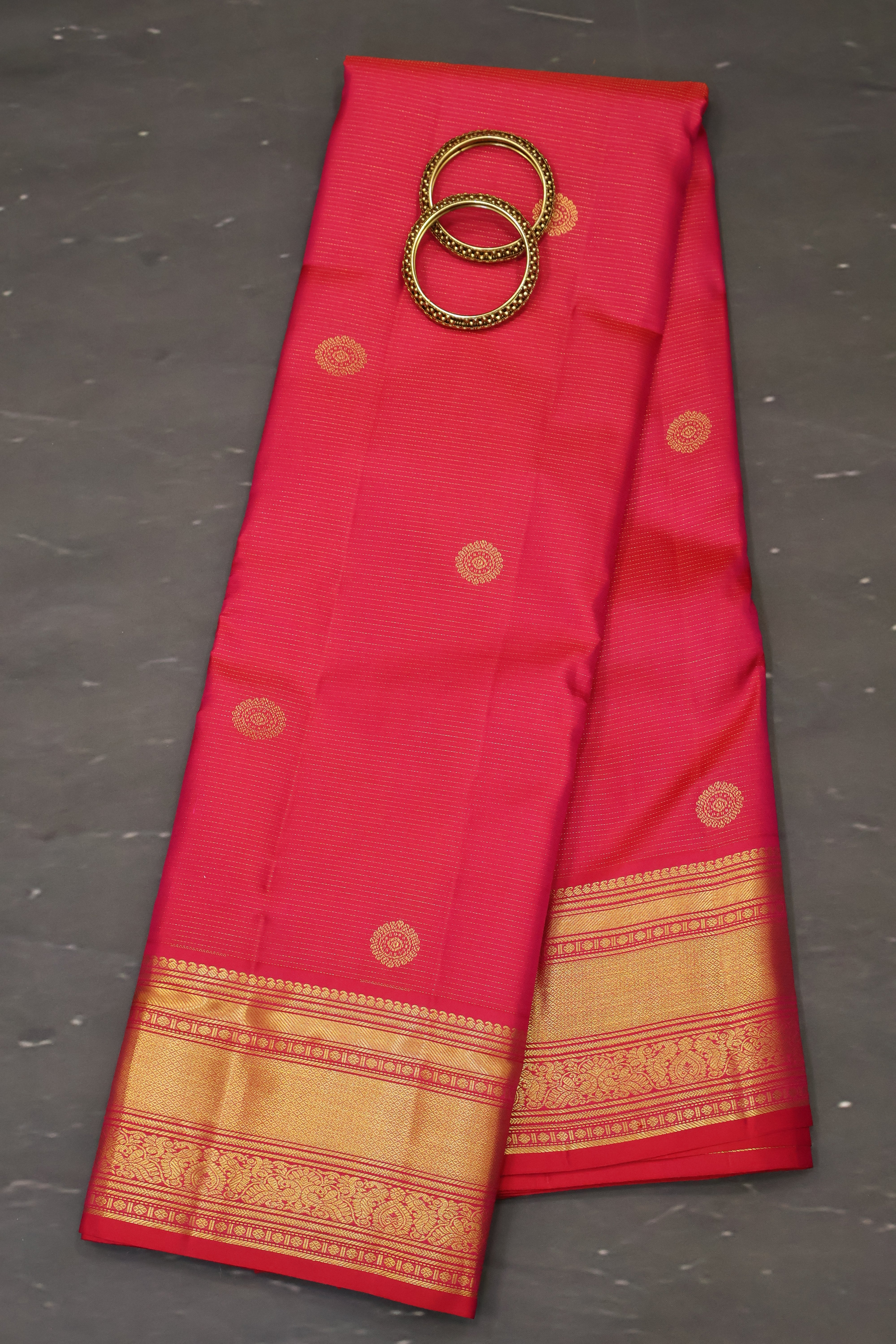 Pure Kanjivaram Silk Saree -Rani Pink Chakram – Charvi Boutique
