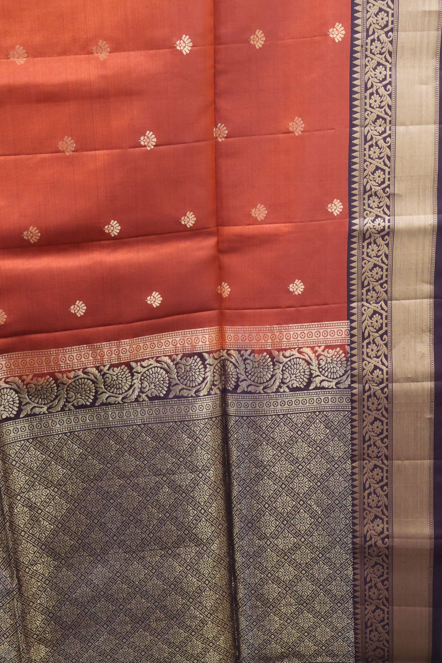 Pure Soft Silk Saree - Visiri Buta Honey-Brown – Charvi Boutique