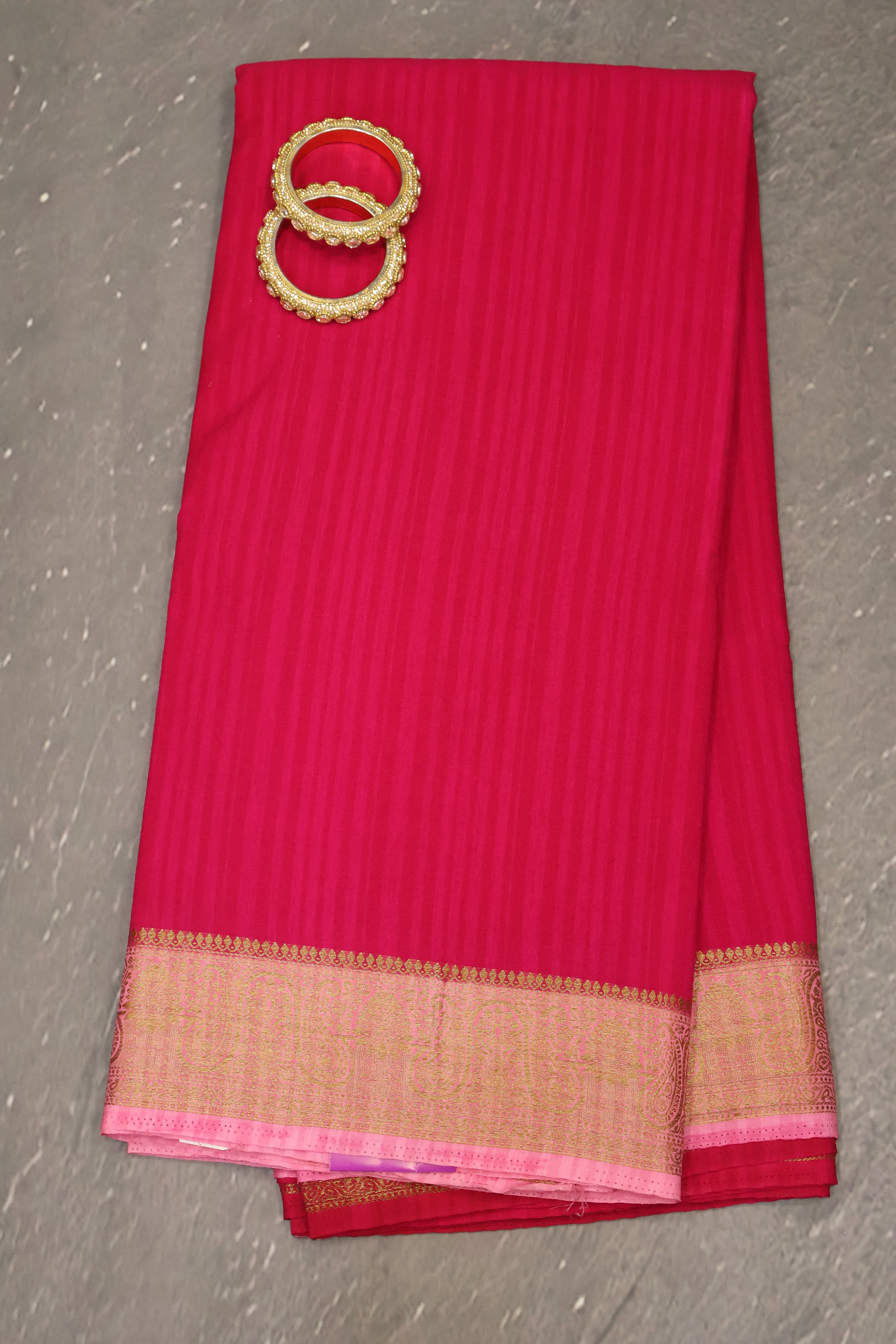 Banarasi Georgette Saree - Manag Border-Rani PInk – Charvi Boutique