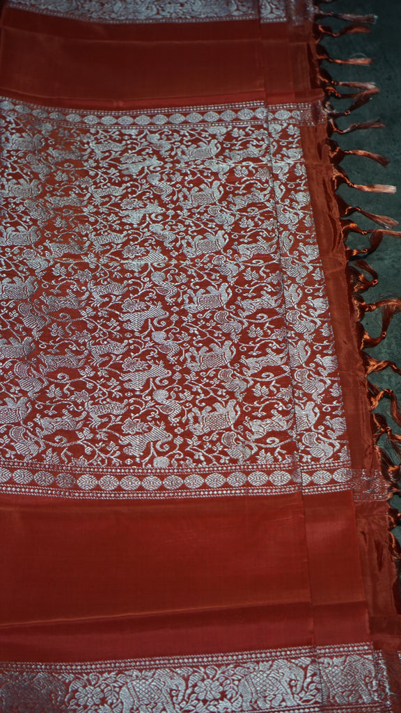 Vazhai Naaru Pattu Saree Vanasingaram Light Red – Charvi Boutique